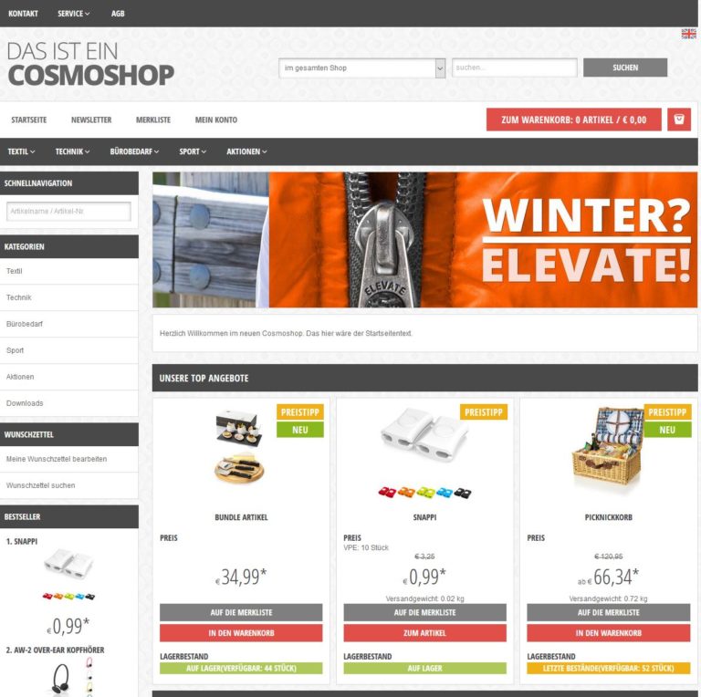 Einfach zum Werbemittel Shop - mit der CosmoShop Merchandise Edition ...